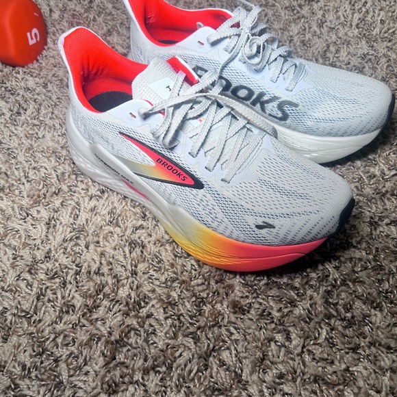 Brooks | Shoes | Brooks White And Red Gradient Running Shoes | Poshmark